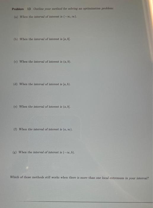 Solved Problem 13 Outline your method for solving an | Chegg.com