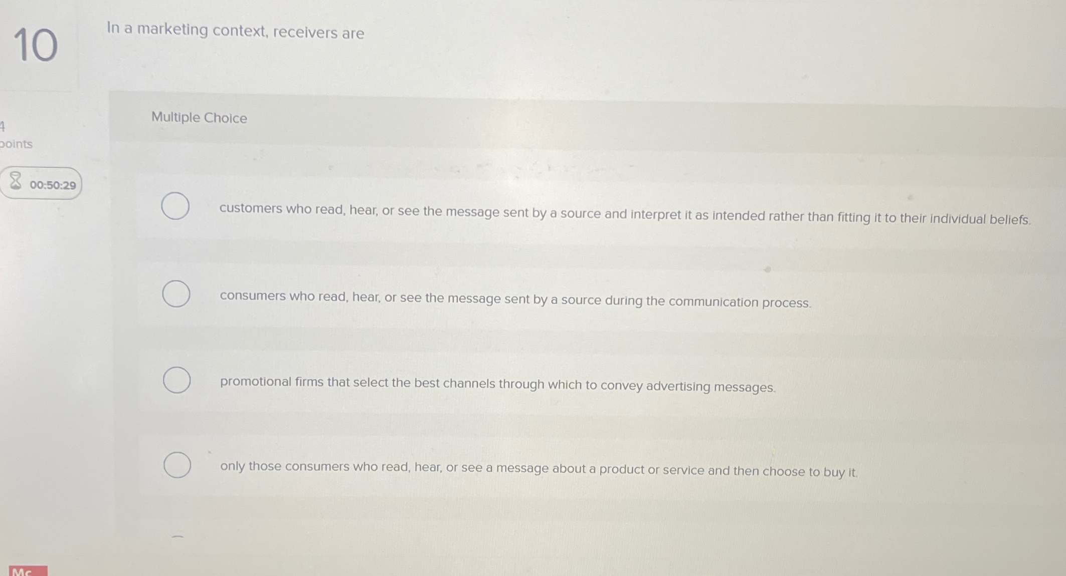 Solved 10In a marketing context, receivers areMultiple | Chegg.com