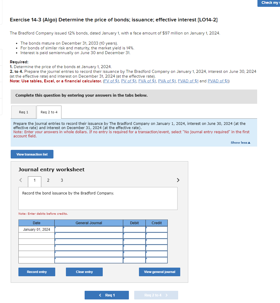 Solved Exercise 14-3 (Algo) ﻿Determine the price of bonds; | Chegg.com