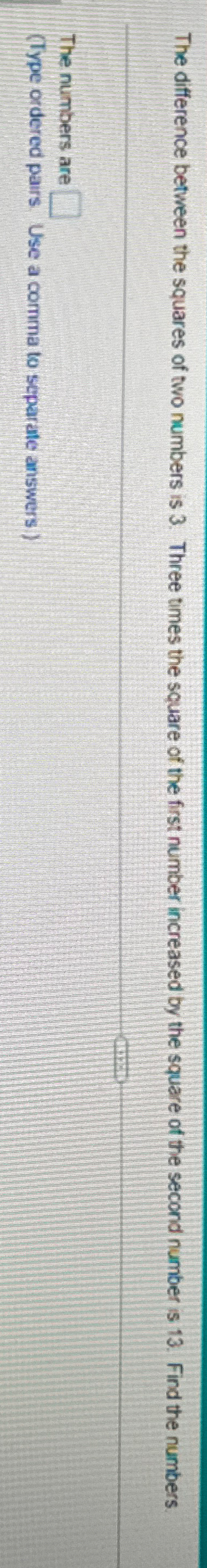 Solved The difference between the squares of two numbers is | Chegg.com