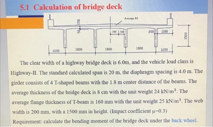 Solved 5.1 Calculation of bridge deck Average 80 500 300 200 | Chegg.com