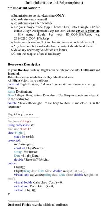 Solved Task (Inheritance and Polymorphism) ***Important | Chegg.com