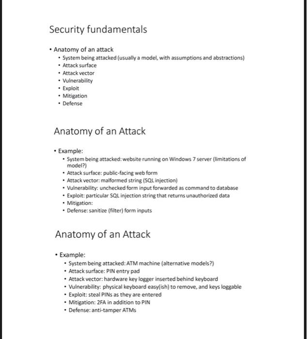 Solved Security fundamentals • Anatomy of an attack System | Chegg.com