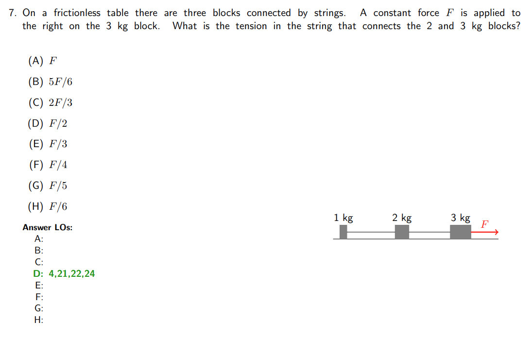 Solved On a frictionless table there are three blocks | Chegg.com