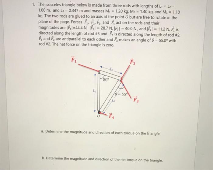 Solved 1. The isosceles triangle below is made from three | Chegg.com