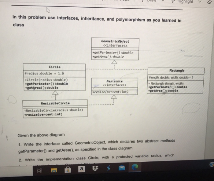 Solved Highlight In this problem use interfaces, | Chegg.com