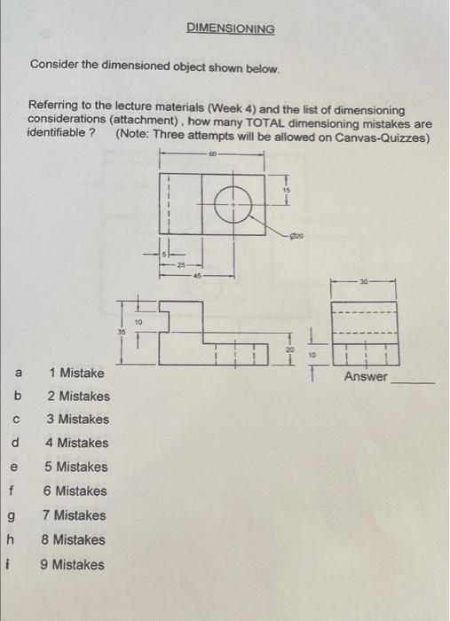Solved DIMENSIONING Consider the dimensioned object shown | Chegg.com