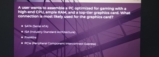 Solved A user wants to assemblo a pC optimized for gaming | Chegg.com