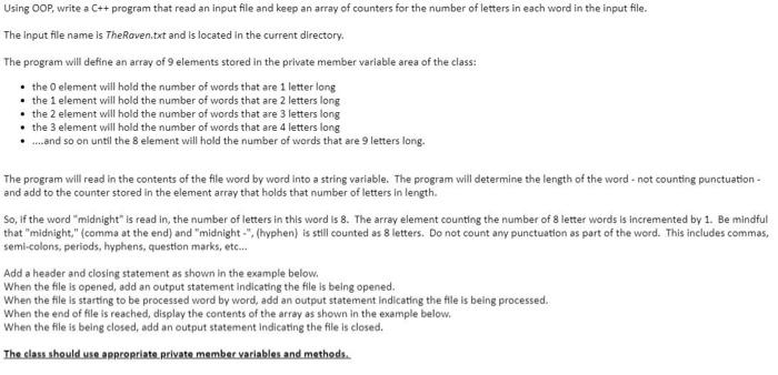 Solved Using oop, write a C++ program that read an input | Chegg.com