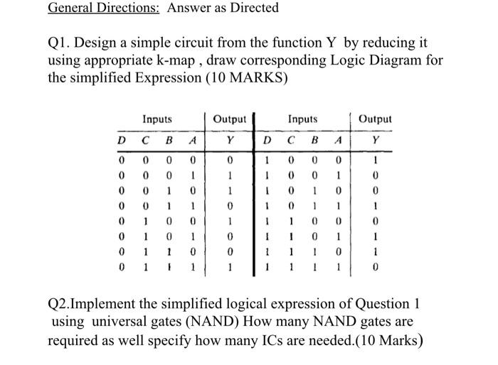 Solved General Directions Answer As Directed Q1 Design A 