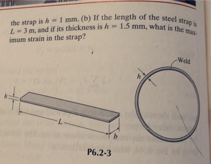 Solved Prob. 6.2-3. A steel strap of length L (meters) is | Chegg.com
