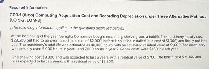 Solved Required information CP9-1 (Algo) Computing | Chegg.com