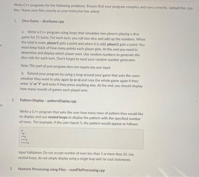 Solved Write C++ programs for the following problems. Ensure | Chegg.com