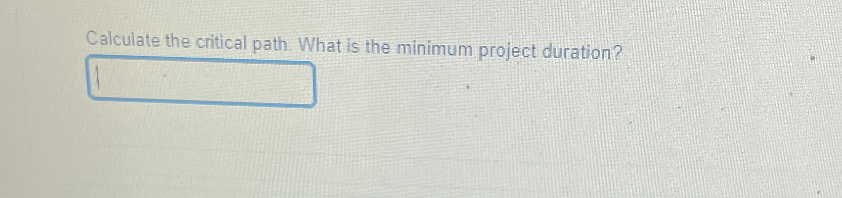 Solved Calculate the critical path. What is the minimum | Chegg.com