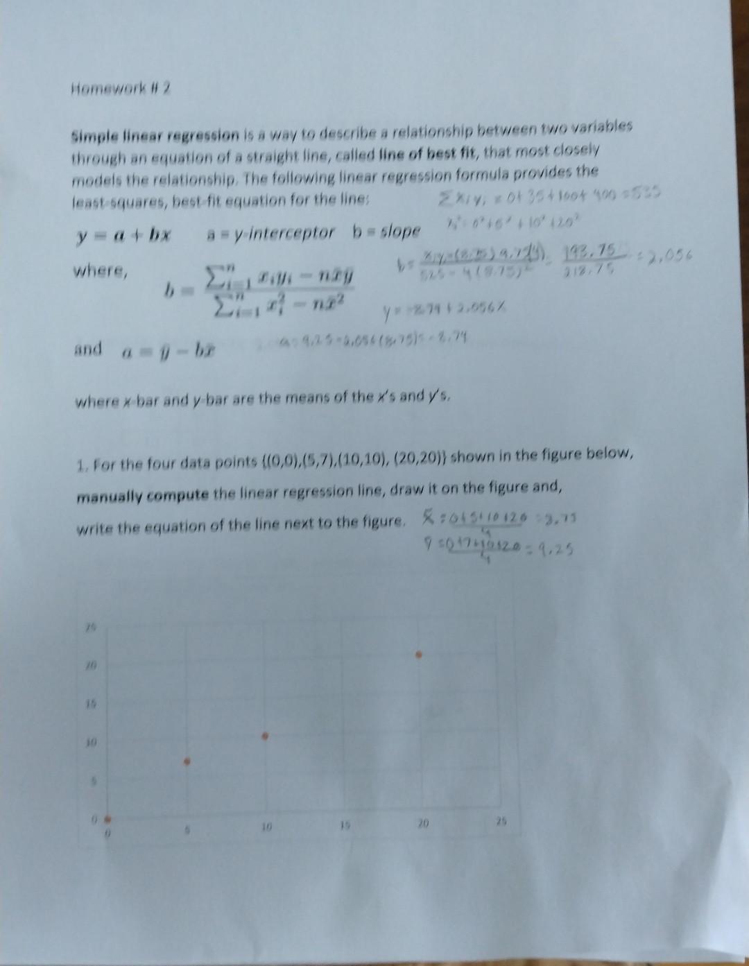 Simple linear regression is a way to describe a | Chegg.com