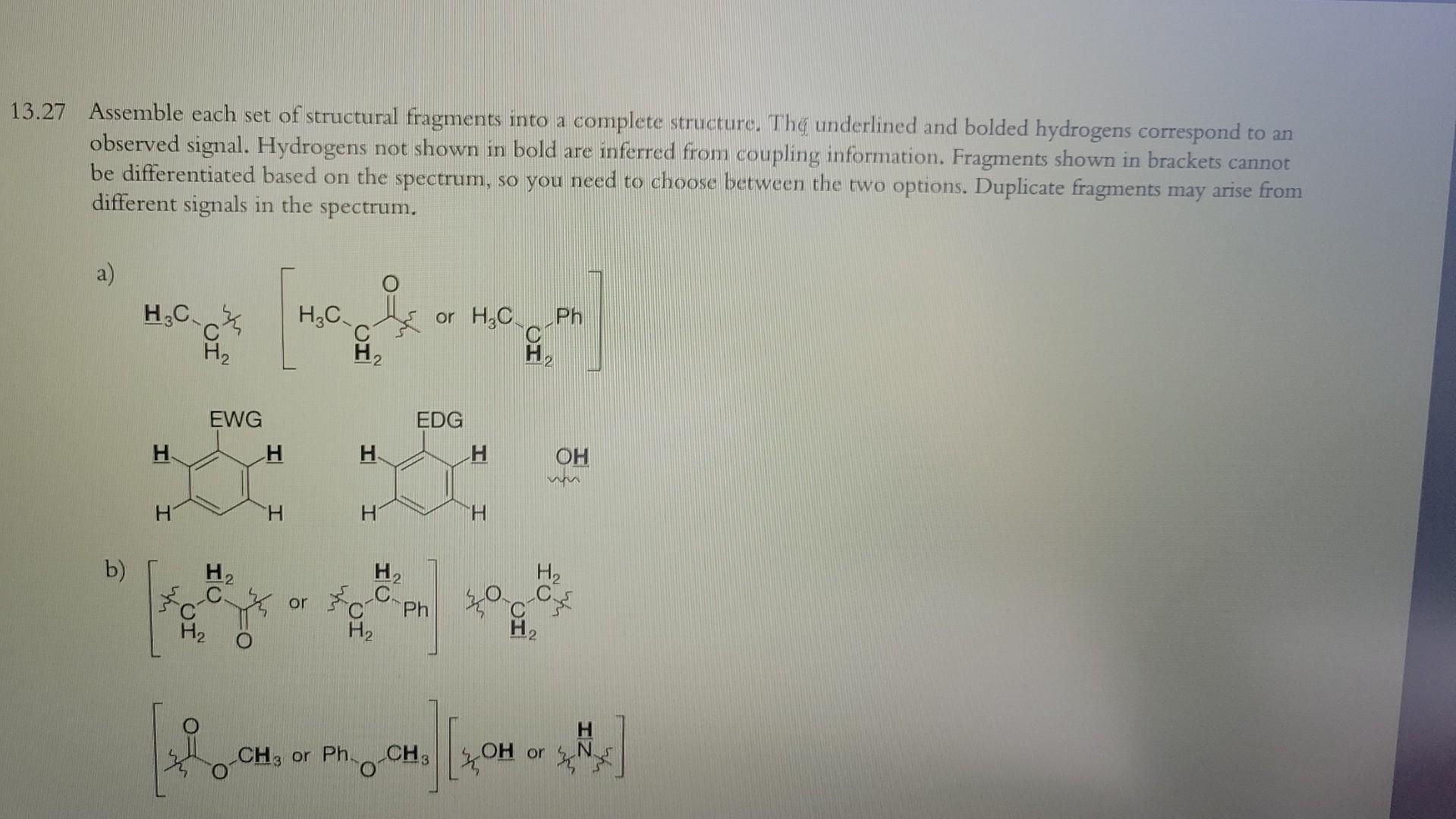 3.27 Assemble each set of structural fragments into a | Chegg.com
