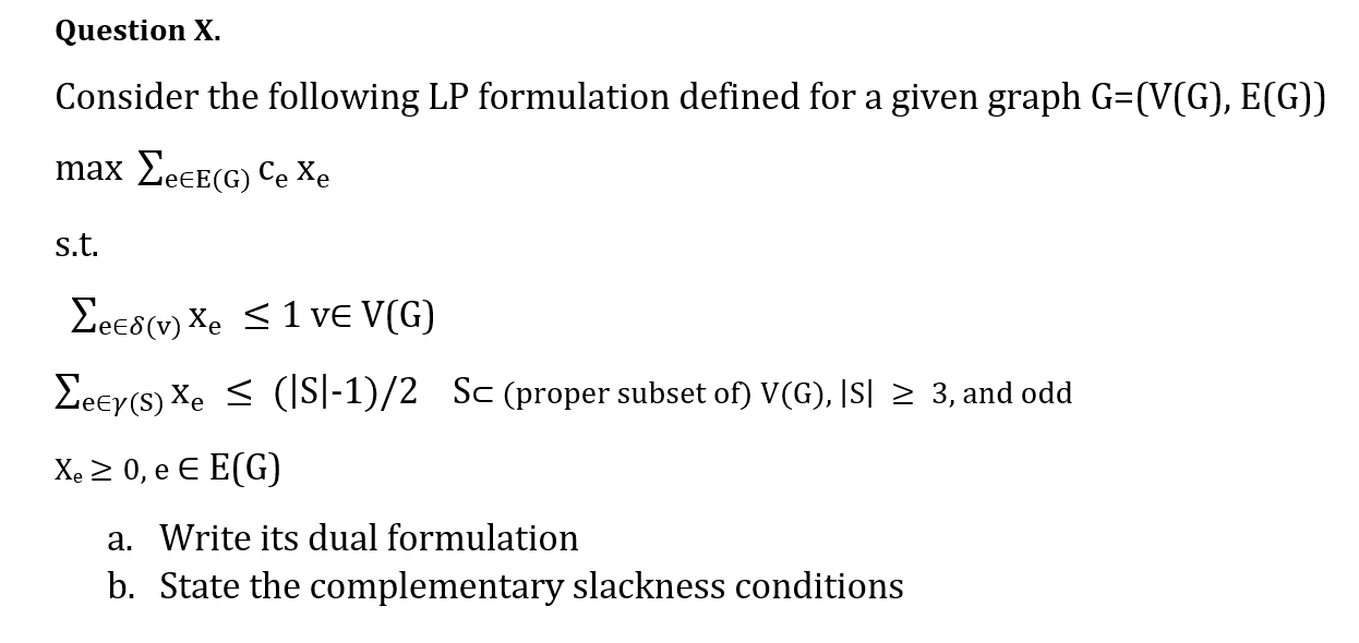 Solved Question X.Consider the following LP formulation | Chegg.com