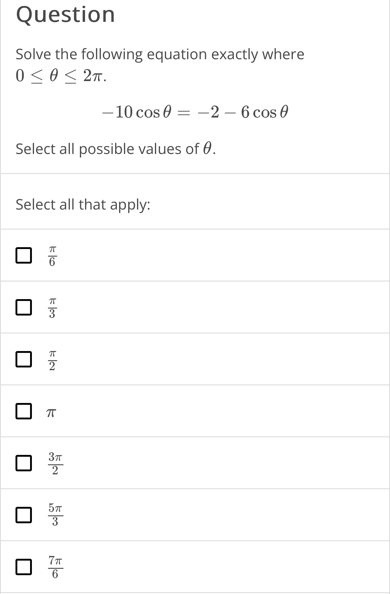 Solved QuestionSolve the following equation exactly where | Chegg.com