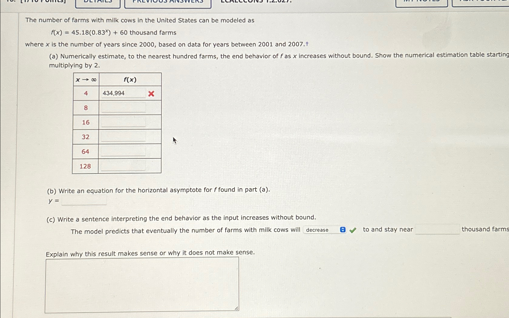 Solved The number of farms with milk cows in the United | Chegg.com