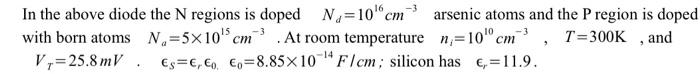 Solved Problem 2: a) Find to the depletion layer width W−d | Chegg.com
