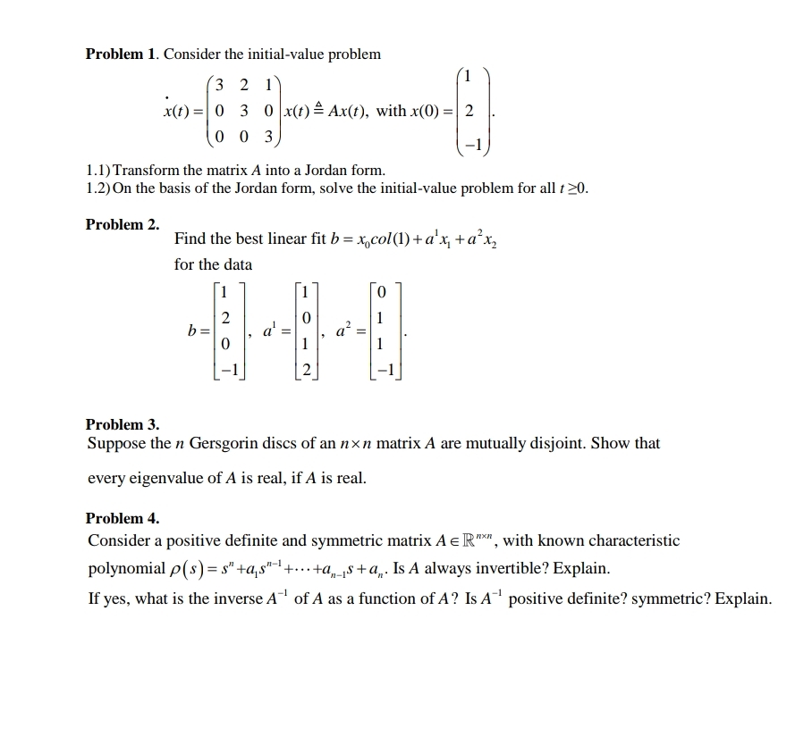 Problem 1. ﻿Consider the initial-value | Chegg.com