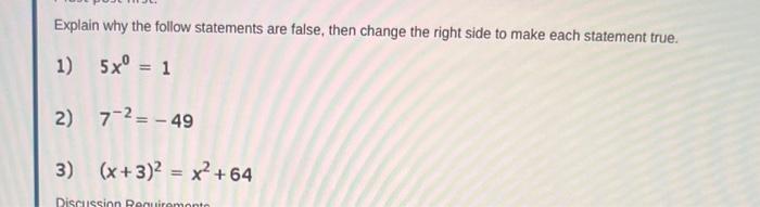 Solved Explain why the follow statements are false, then | Chegg.com