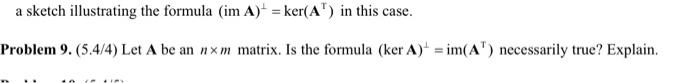 a sketch illustrating the formula (imA)⊥=ker(AT) in | Chegg.com