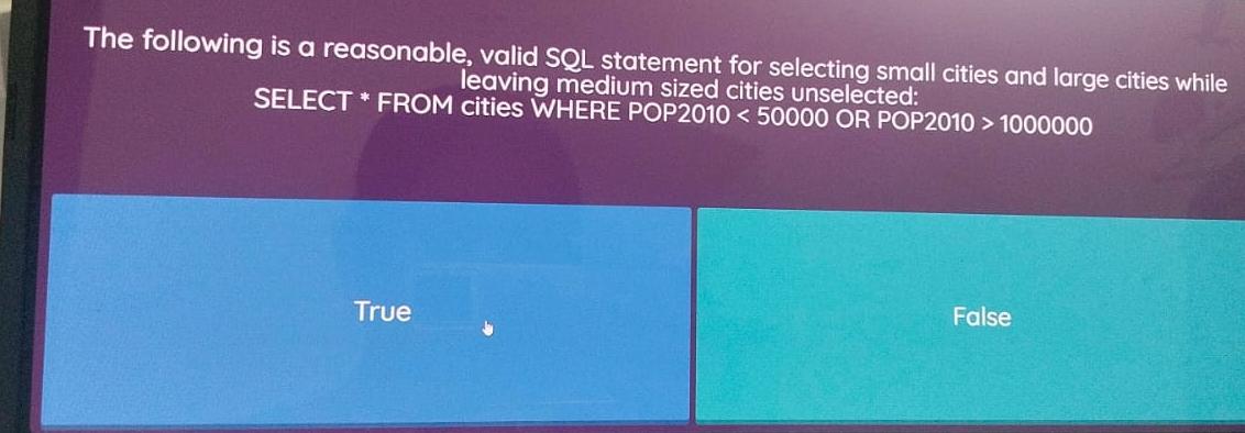 Solved The following is a reasonable, valid SQL statement | Chegg.com