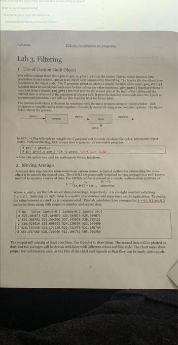 Solved Lab 3. Filtering 1. Use of Custom-Built Object 2. | Chegg.com