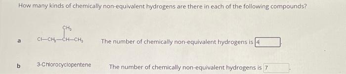 Solved How many kinds of chemically non-equivalent hydrogens | Chegg.com