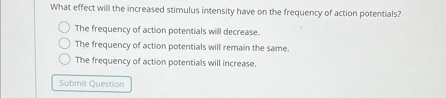 Solved What effect will the increased stimulus intensity | Chegg.com