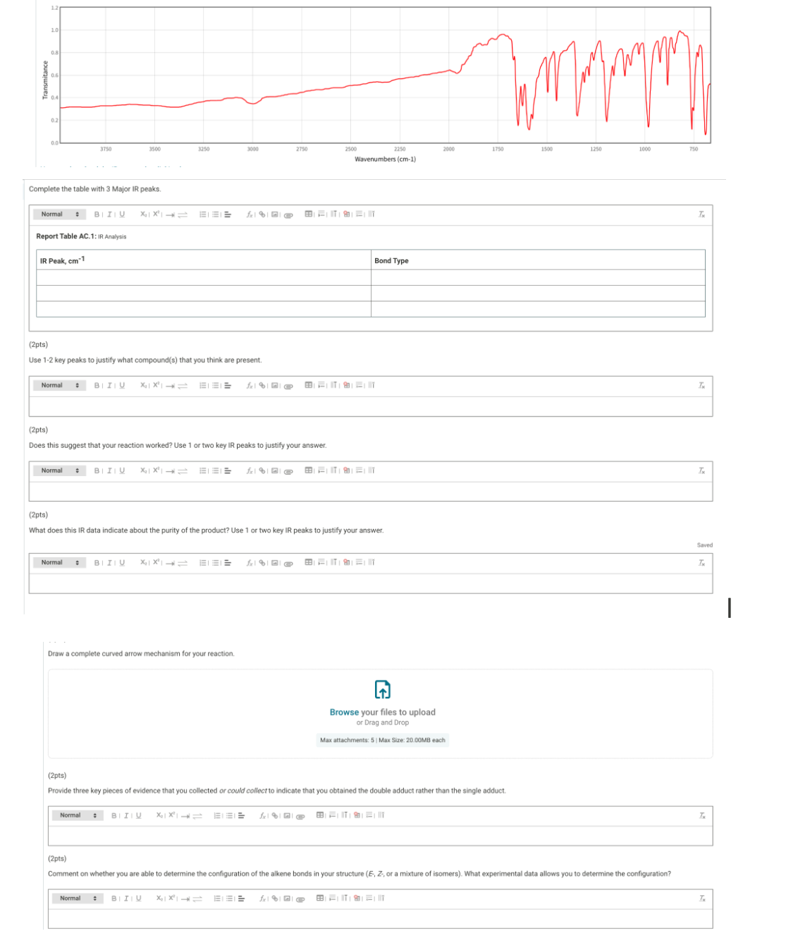 Complete the table with 3 Major IR peaks.Report | Chegg.com Complete the table with 3 Major IR peaks.Report | Chegg.com
