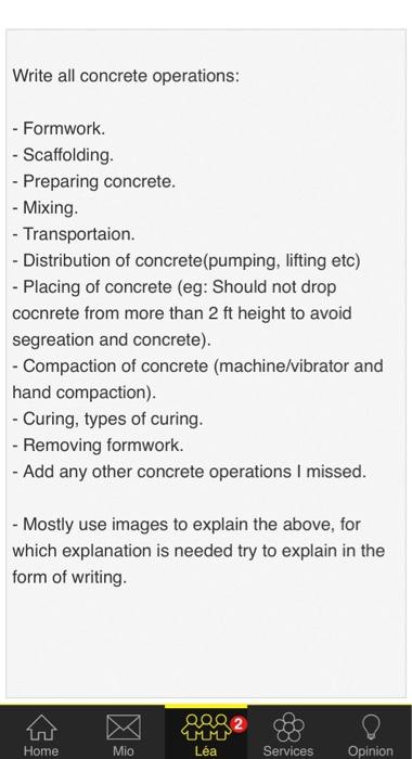 Solved Write all concrete operations: - Formwork. - | Chegg.com