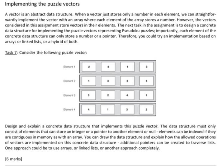 Solved Implementing the puzzle vectors A vector is an | Chegg.com