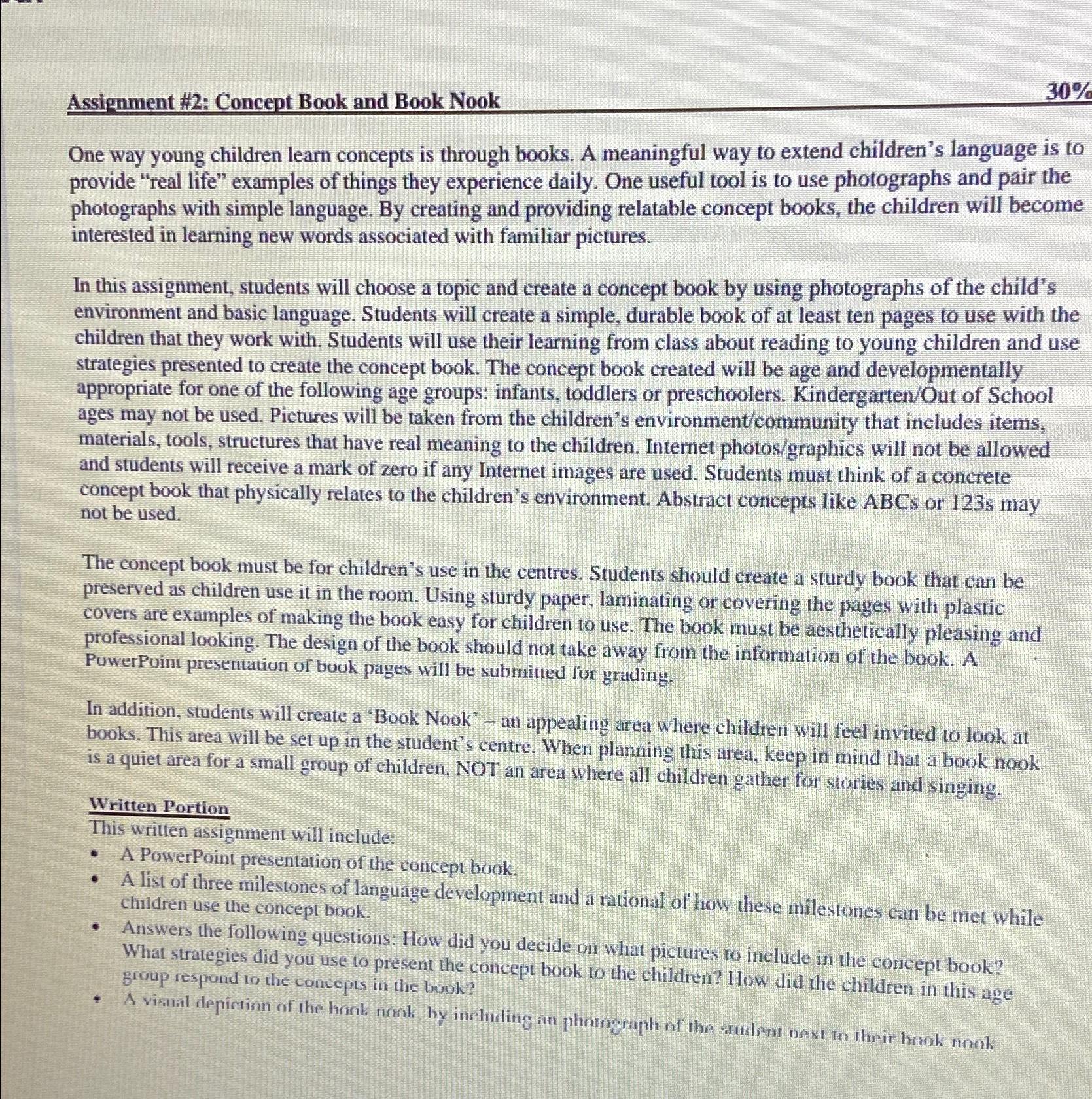 Solved Assignment #2: Concept Book and Book Nook30%One way | Chegg.com