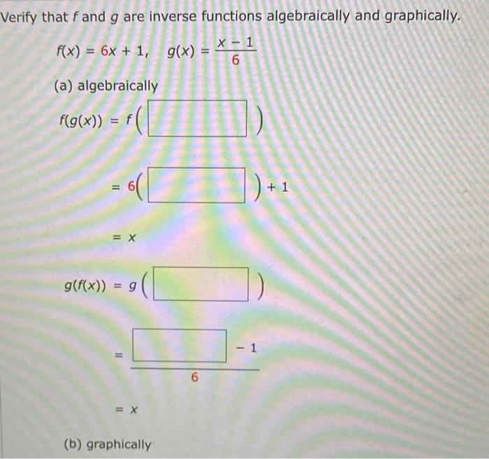 Solved erify that f and g are inverse functions | Chegg.com