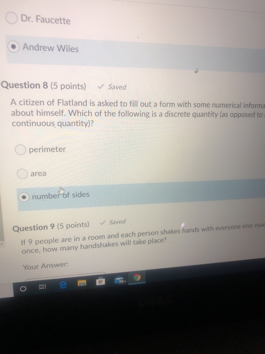 Solved Dr. Faucette Andrew Wiles Question 8 (5 points) Saved | Chegg.com