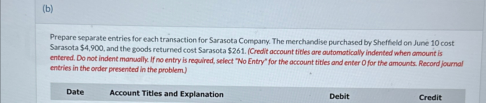 Solved (b)Prepare separate entries for each transaction for | Chegg.com