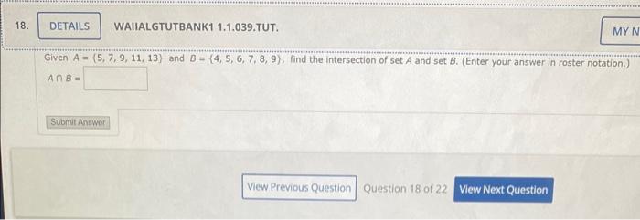 Solved 18. WAIIALGTUTBANK1 1.1.039.TUT. Given | Chegg.com