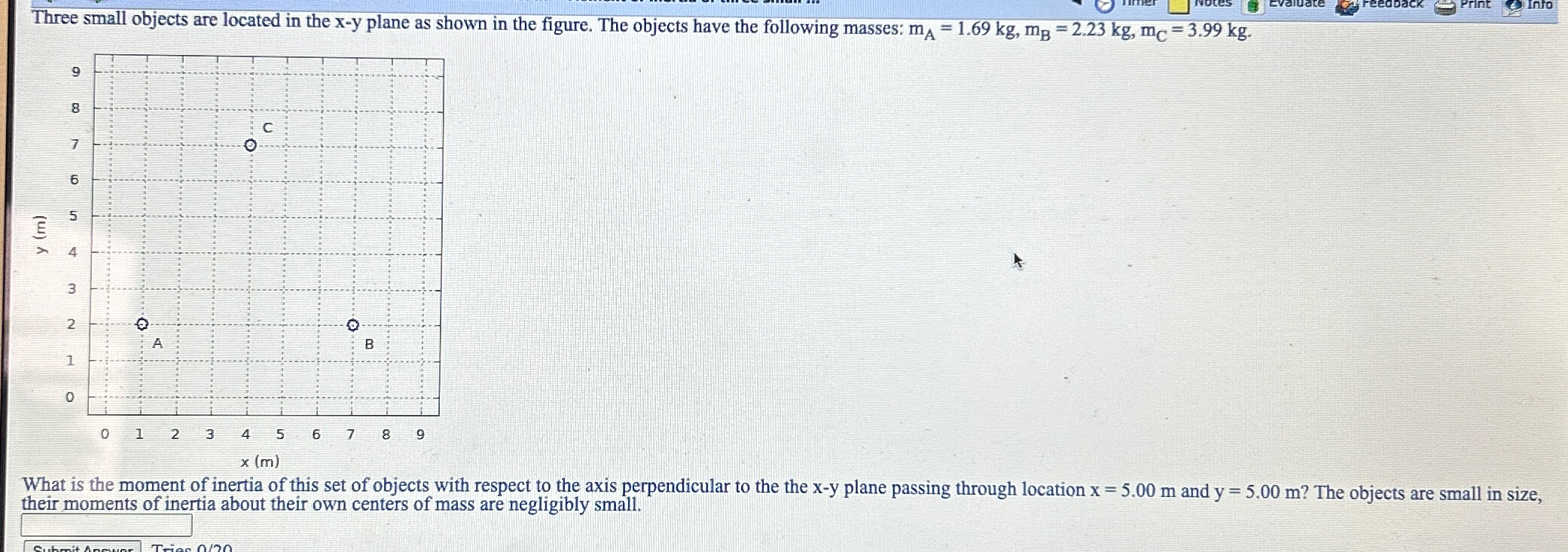 Solved Three small objects are located in the x-y ﻿plane as | Chegg.com