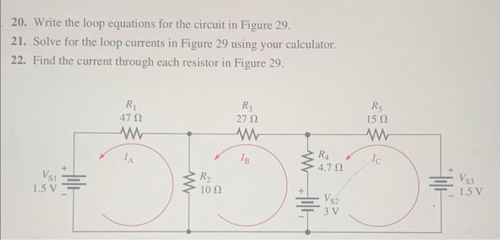 Solved 20 Write The Loop Equations For The Circuit In