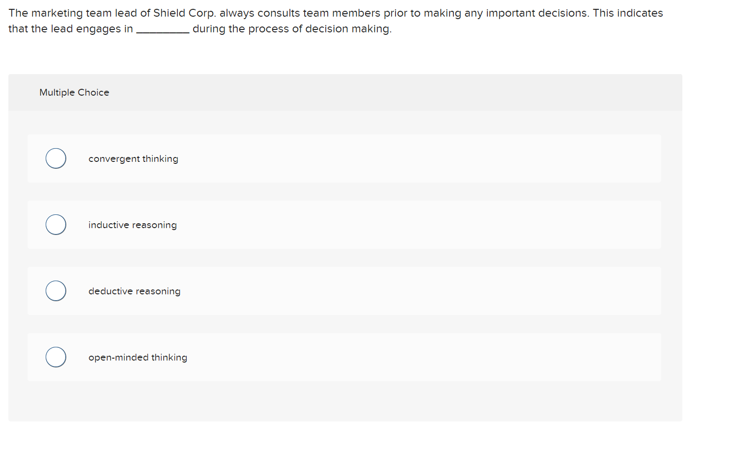 Solved The marketing team lead of Shield Corp. always | Chegg.com