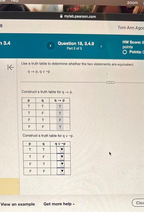 Solved Use a truth table to determine whether the two | Chegg.com
