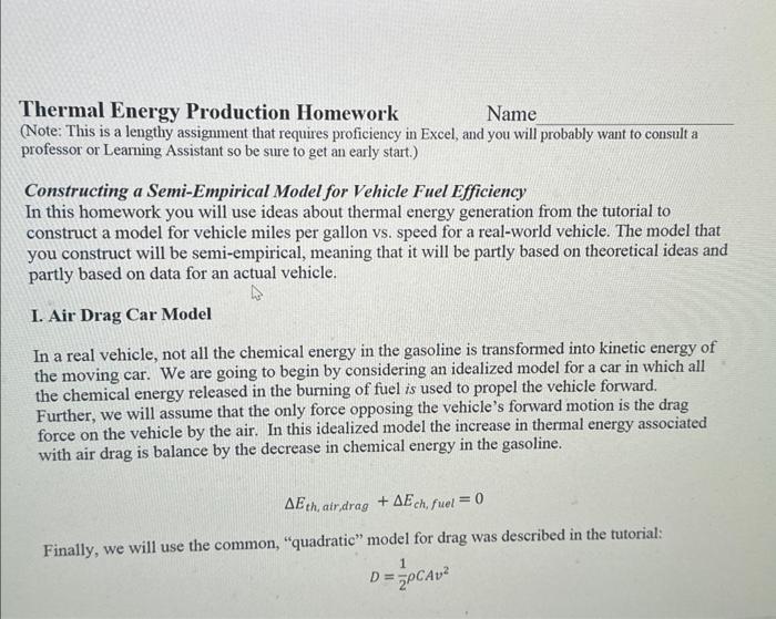 Solved Thermal Energy Production Homework Name (Note: This | Chegg.com