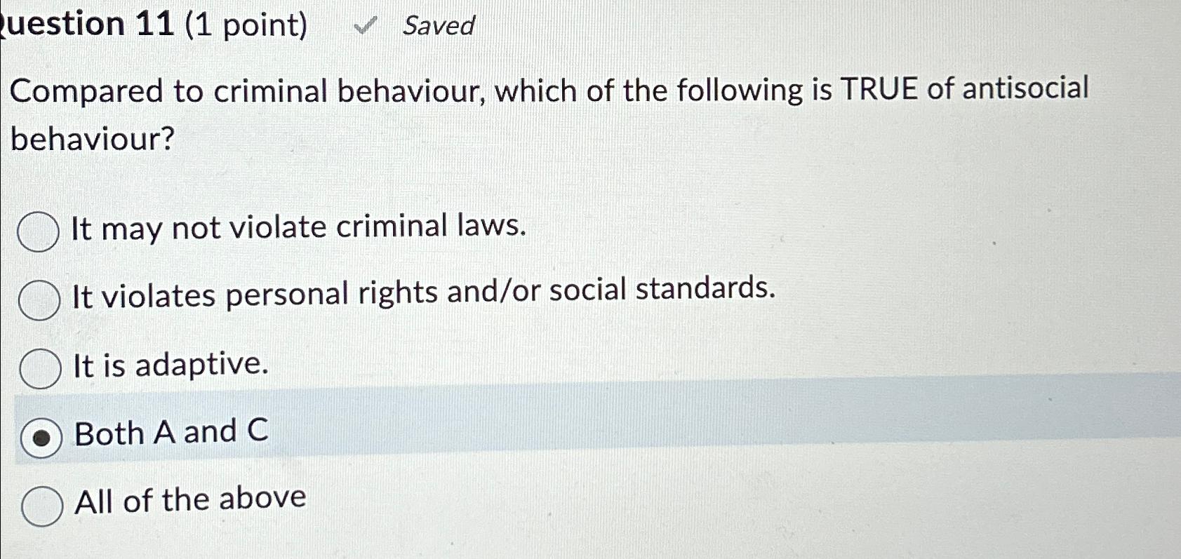 Solved uestion 11 (1 point)SavedCompared to criminal | Chegg.com Solved uestion 11 (1 point)SavedCompared to criminal | Chegg.com