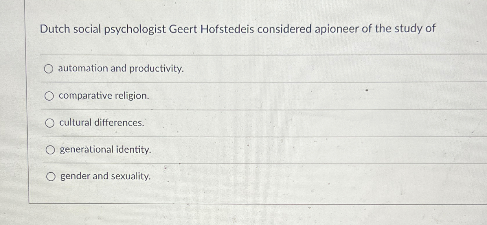 Solved Dutch social psychologist Geert Hofstedeis considered | Chegg.com
