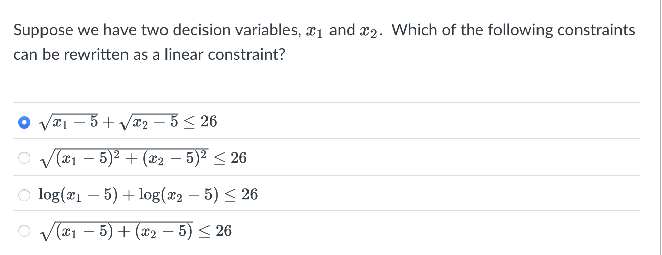 Solved Suppose we ﻿have two decision variables, x1 ﻿and x2. | Chegg.com