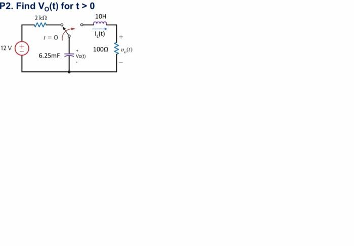 Solved P2. Find V0(t) for t>0 | Chegg.com