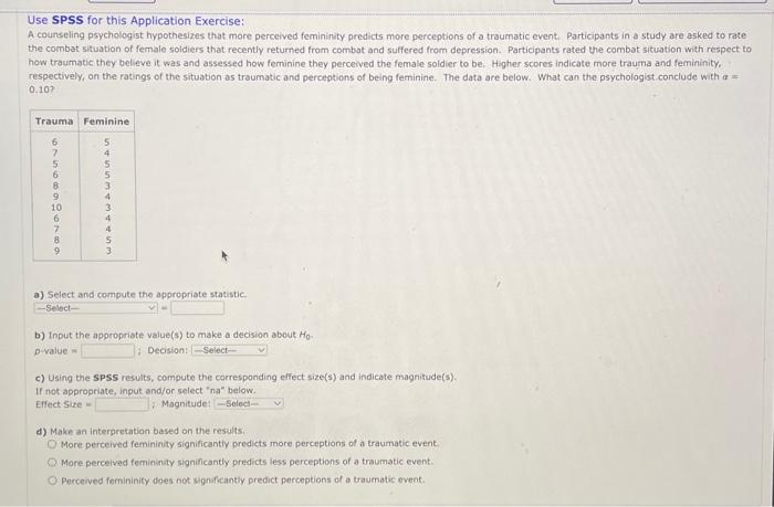 Solved Use SPSS for this Application Exercise: A counseling | Chegg.com