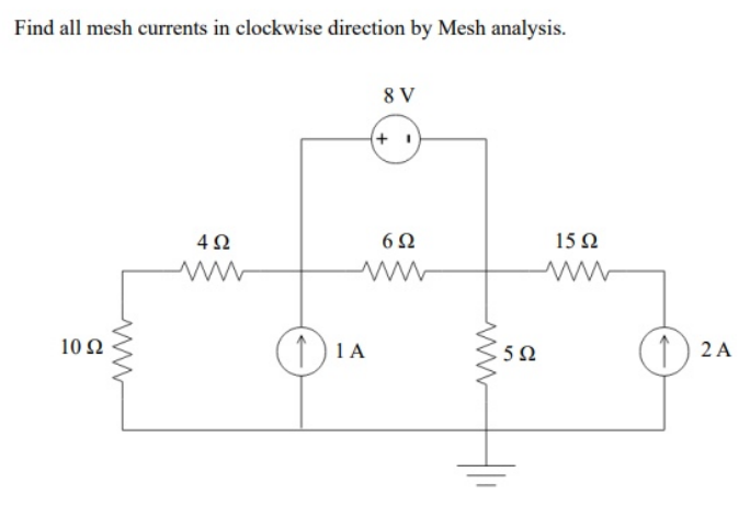 Solved Find all mesh currents in clockwise direction by Mesh | Chegg.com